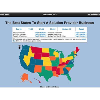 Interactive Map: Best States To Start A Solution Provider Business | CRN